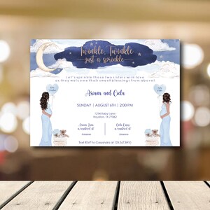 Twinkle Twinkle Just a Sprinkle Double Baby Sprinkle Invitation, Duo ...