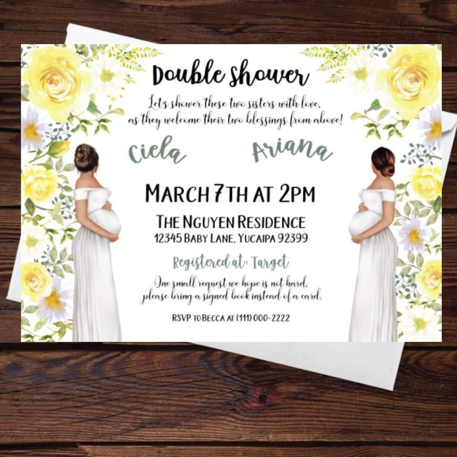 Double Baby Shower Invite Personalized Custom Made Duo Baby | Etsy