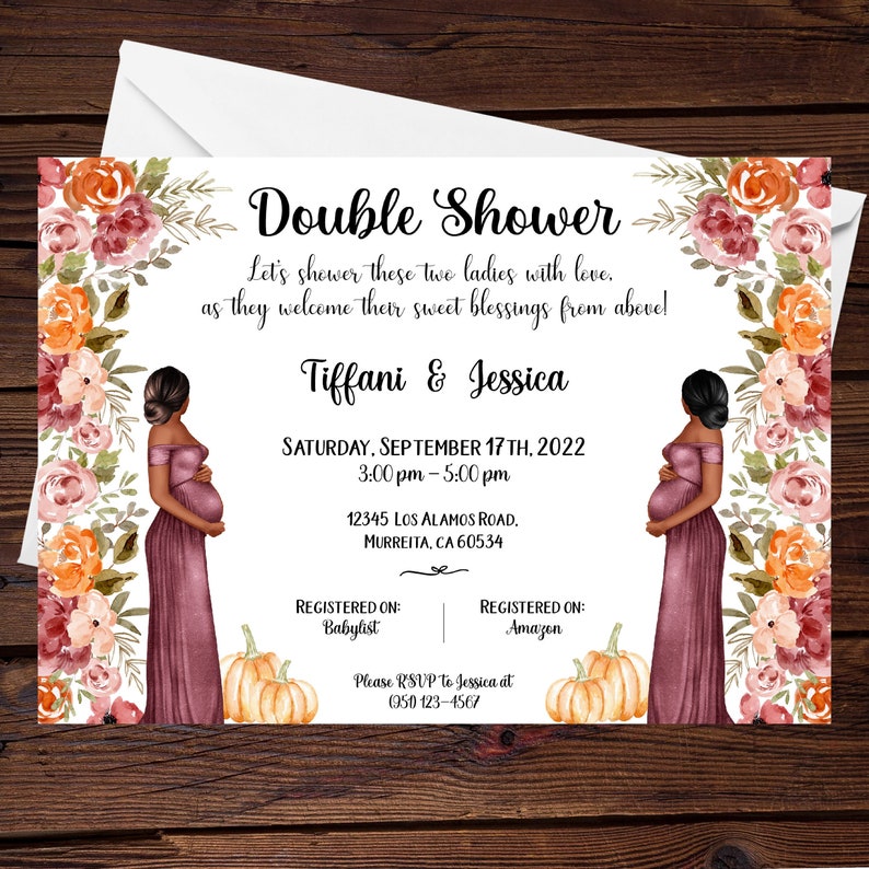 Fall Double Shower Invitation, Joint Baby Shower, Brunch and Bellies ...