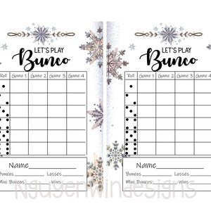 Winter Snowflake Bunco Score Card, Holiday Bunco, Christmas Brunch Game ...