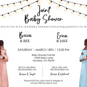 Double Shower Invitation, Couples Double Baby Shower Invite, Co-ed Baby ...