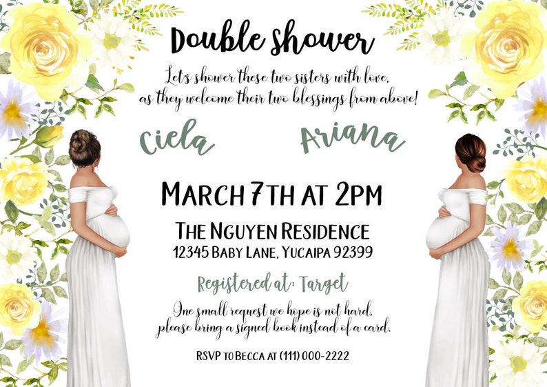 Double Baby Shower Invite Personalized Custom Made Duo Baby | Etsy