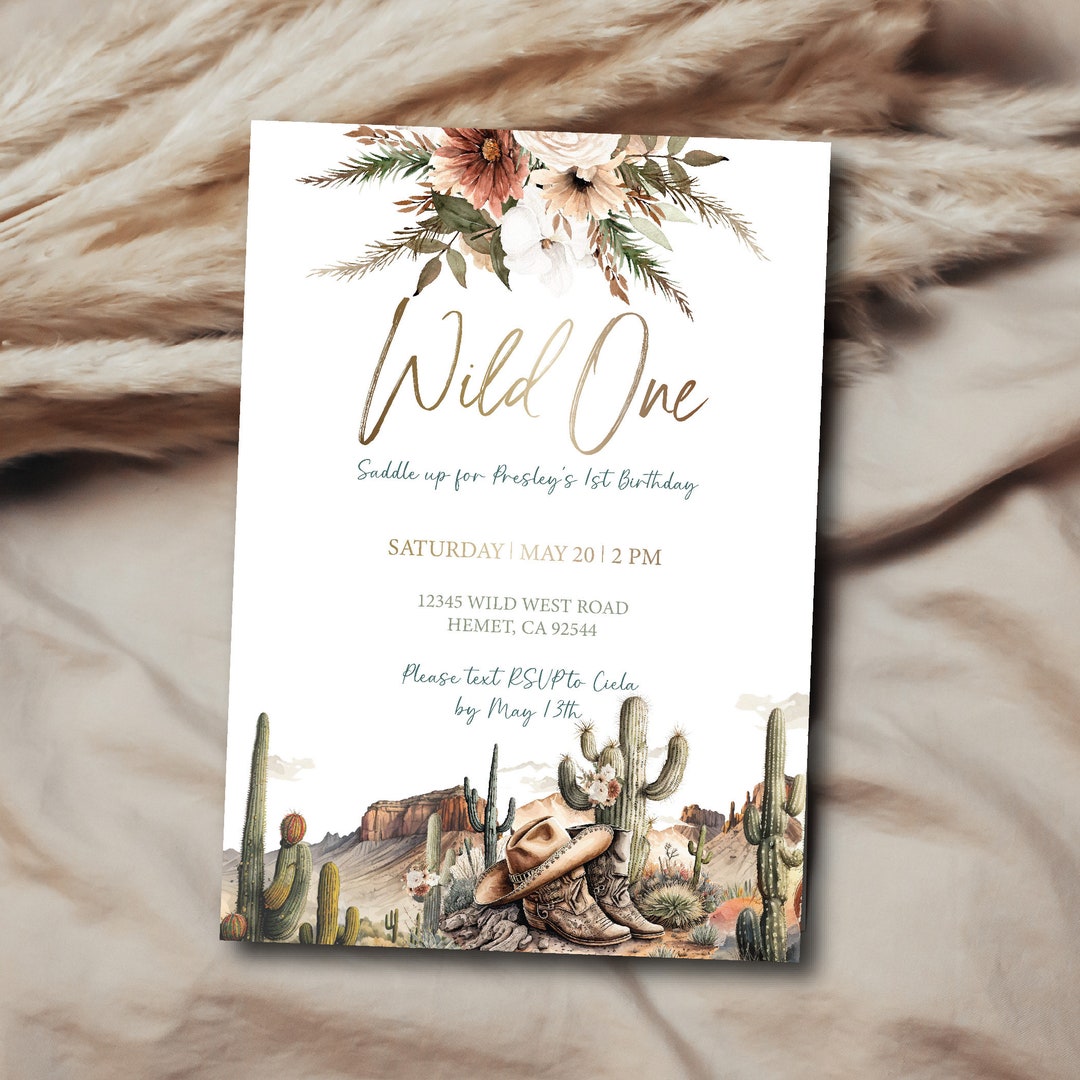 Girls Western First Birthday Invitation, Wild One Birthday, Girly ...