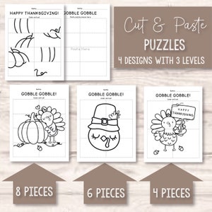 Thanksgiving Activities for Kids, Cut and Paste Puzzles, Word Searches ...