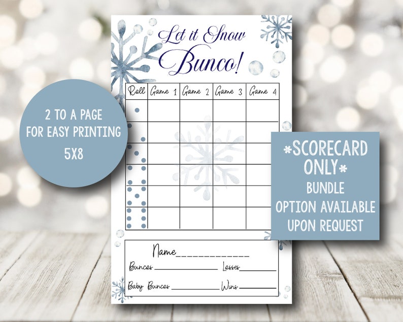 Winter Snowflake Bunco Score Card, Holiday Bunco, Christmas Brunch Game ...