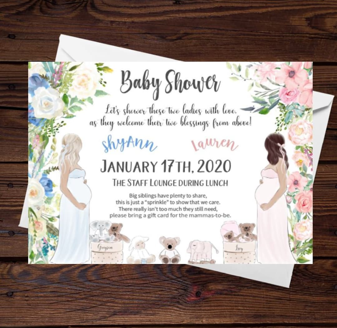 Double Shower Invitation, Joint Baby Shower, Brunch and Bellies, Duo ...