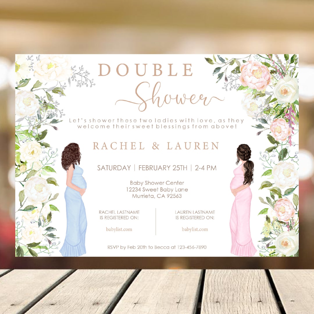 Double Baby Shower Invite, Personalized, 2 Coworker Baby Shower Invite ...