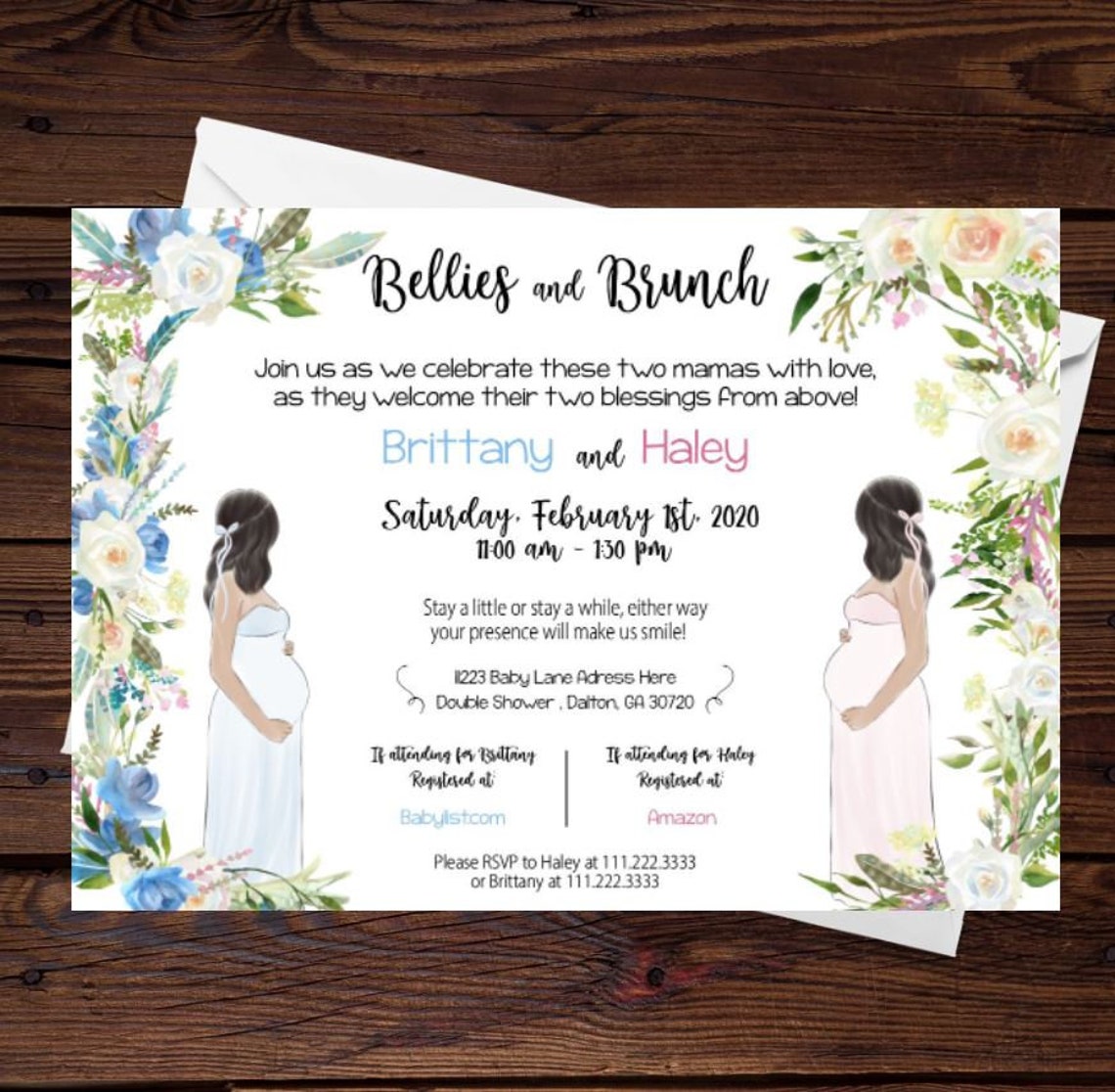 Double Shower Invitation Joint Baby Shower Brunch and - Etsy