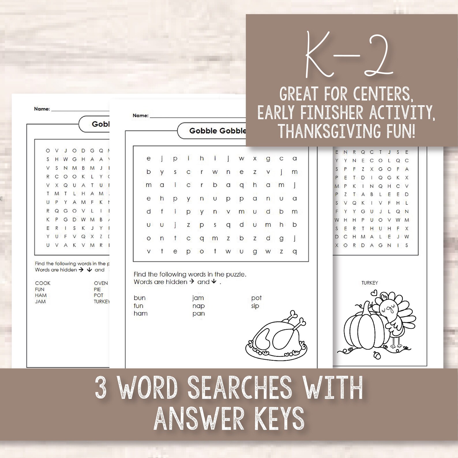 Thanksgiving Activities for Kids, Cut and Paste Puzzles, Word Searches ...