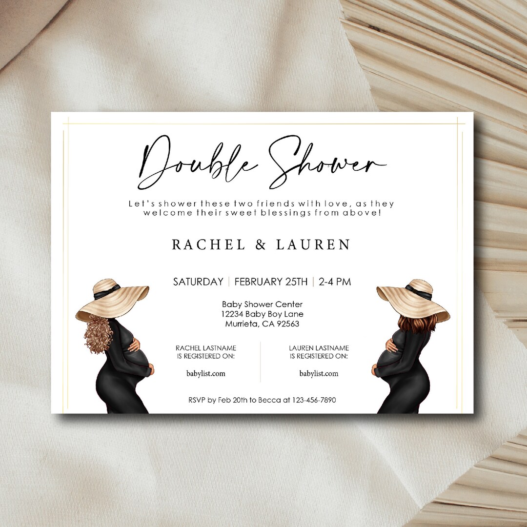 Double Baby Shower Modern Invitation for Joint Celebration Custom Made ...