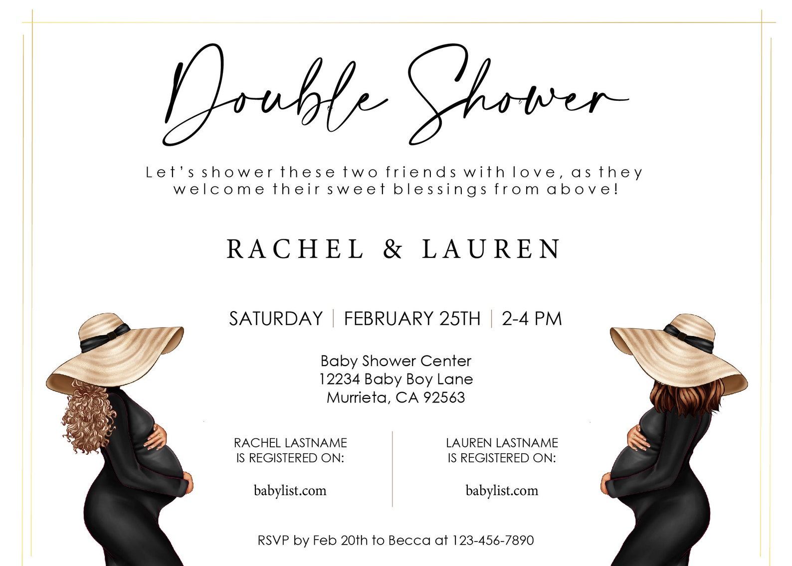 Double Baby Shower Modern Invitation for Joint Celebration Custom Made ...
