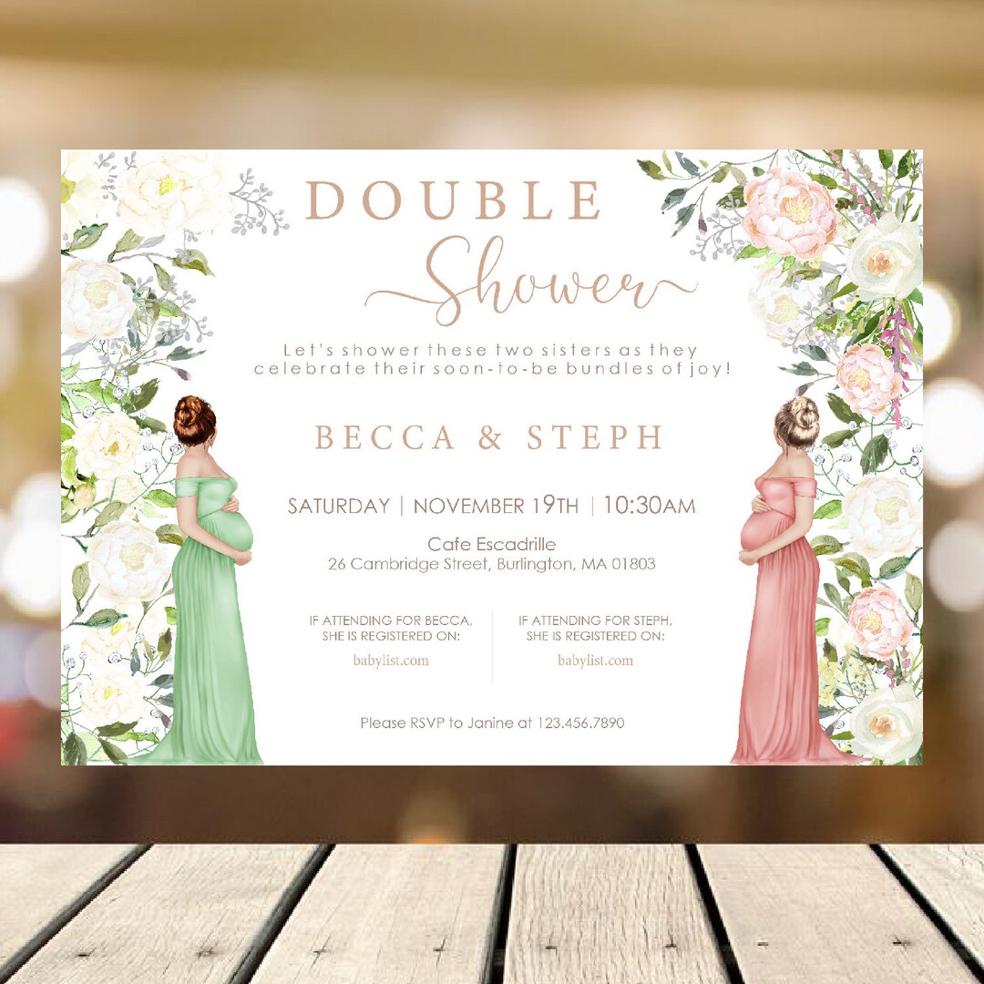 Double Baby Shower Invite, Personalized, Custom Made, Duo Baby Sprinkle ...