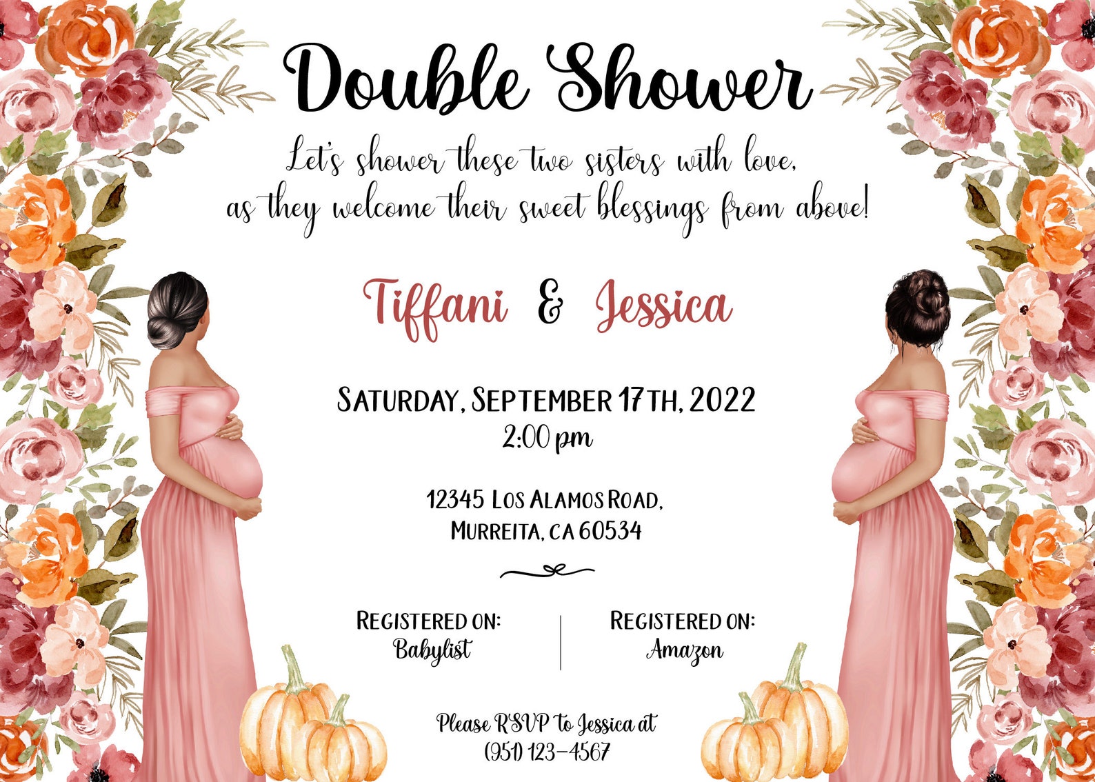 Fall Double Shower Invitation, Joint Baby Shower, Brunch and Bellies ...