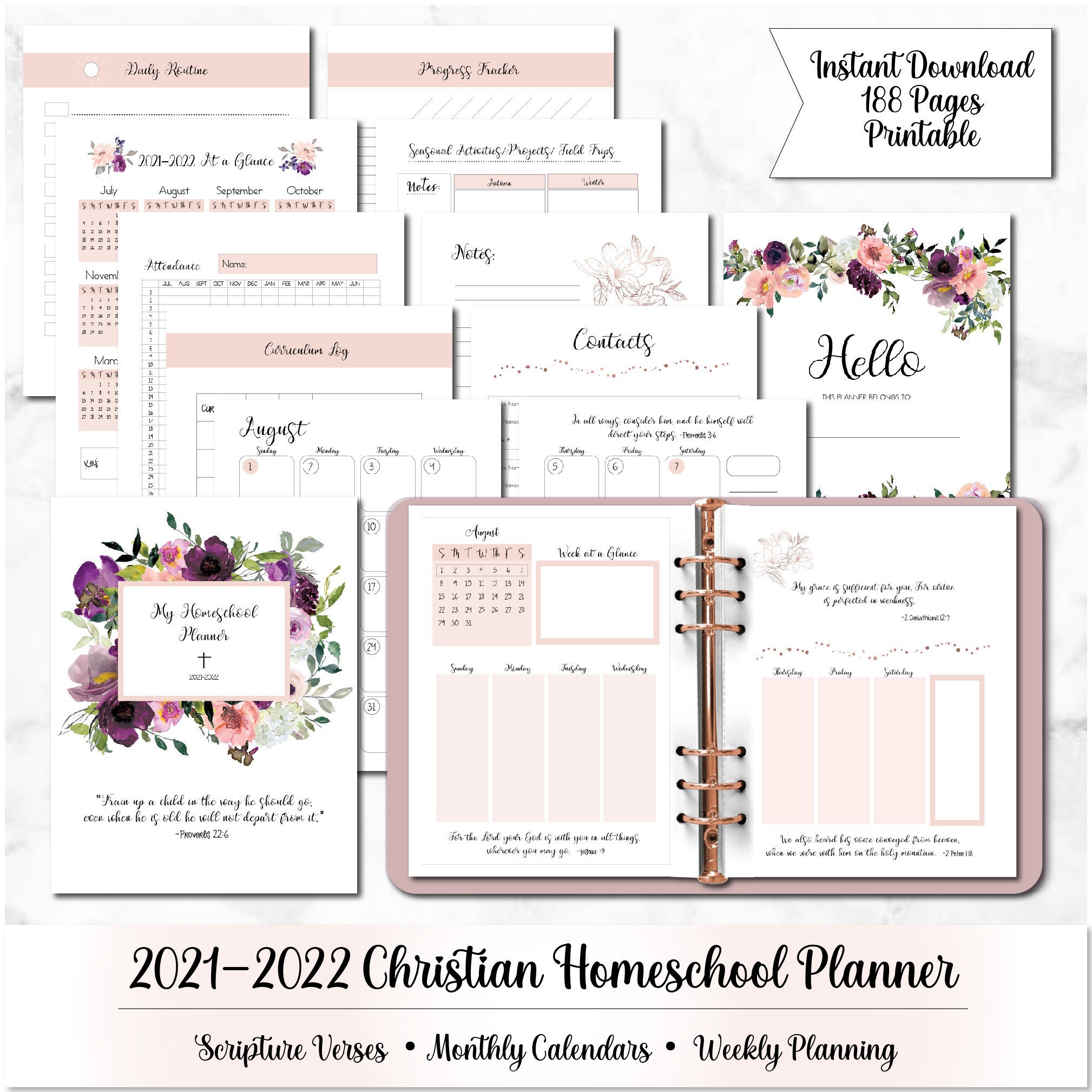 2021-2022 Christian Homeschool Planner Christian Planner | Etsy