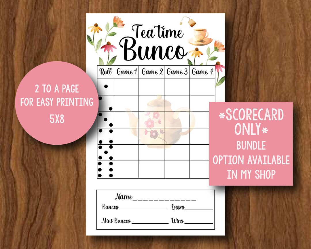 Tea Time Bunco Score Sheets, Valentine's Bunco, Galentine's Brunch, Tea ...