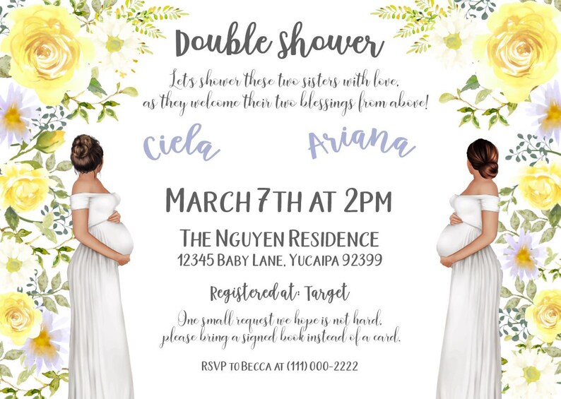 Double Baby Shower Invite Personalized Custom Made Duo Baby | Etsy