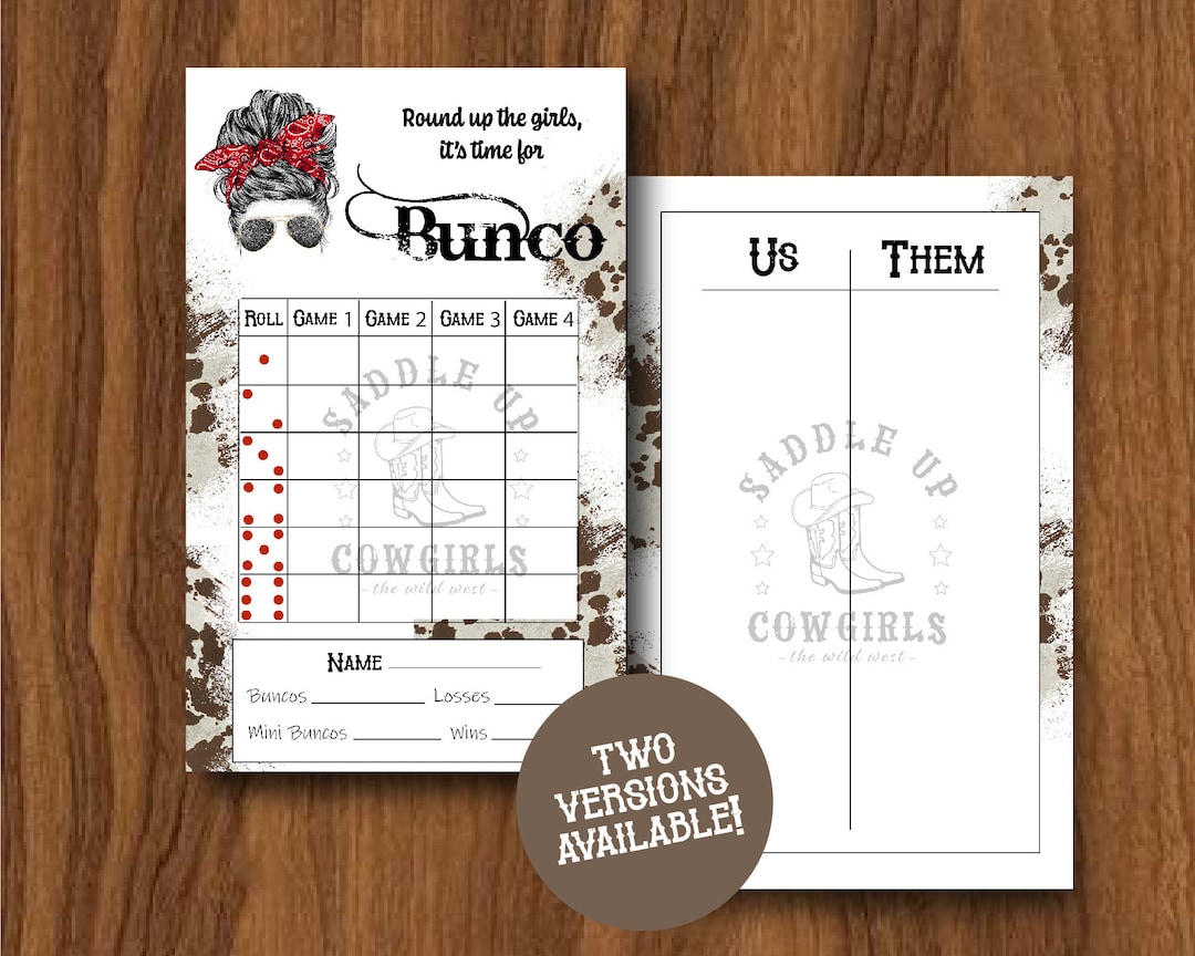 Country Western Bunco Cards, Rodeo Theme, Cow Print Bunco, Texas Theme ...