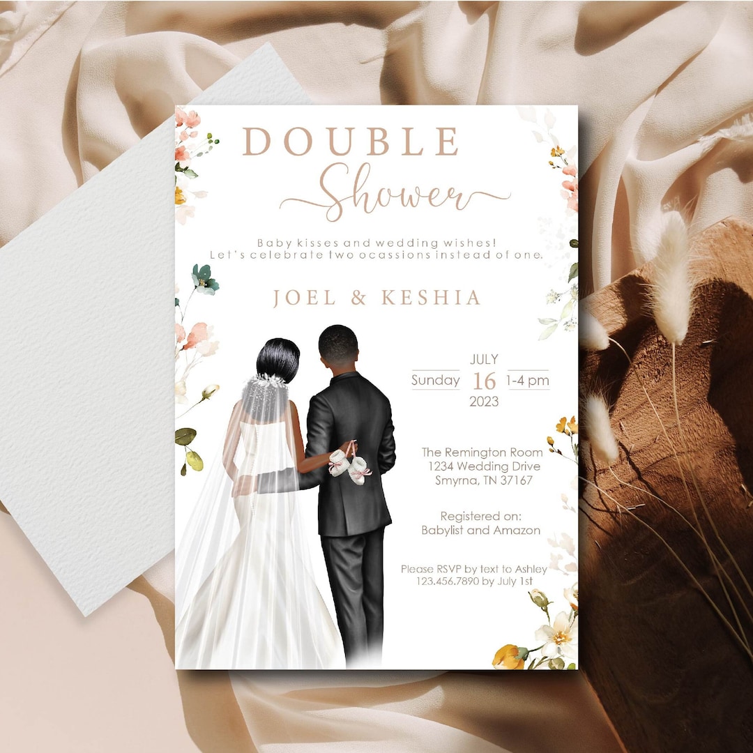 Combined Bridal and Baby Shower Join Party Invitation, Personalized ...