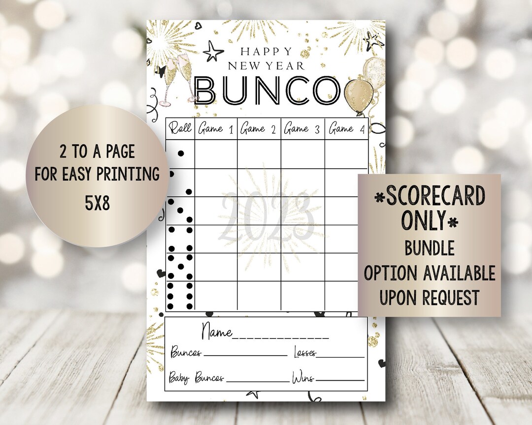 New Year Bunco Score Sheets, Happy New Year Party Game, New Year's Eve ...