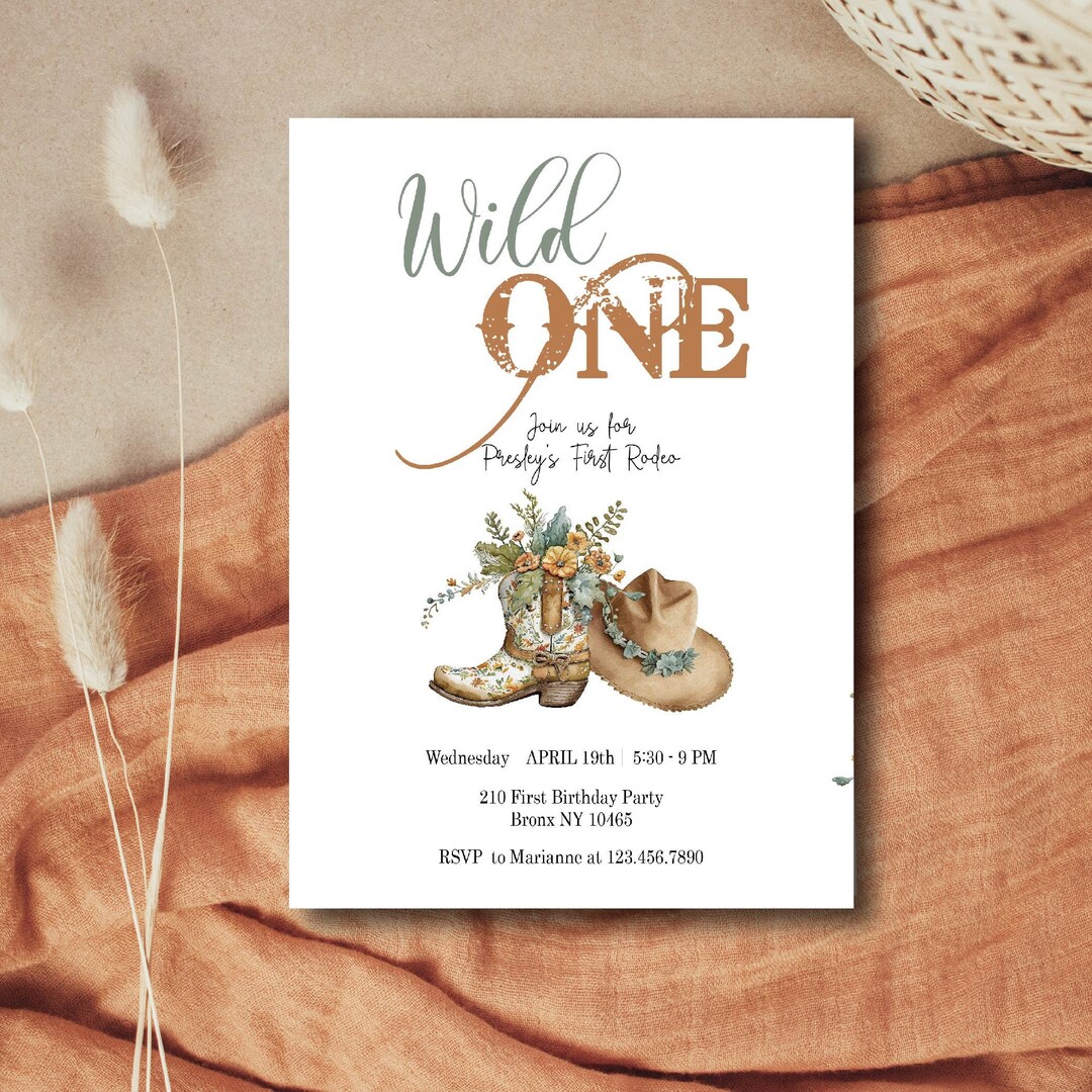 Girls Western First Birthday Invitation, Wild One Birthday, First Rodeo ...
