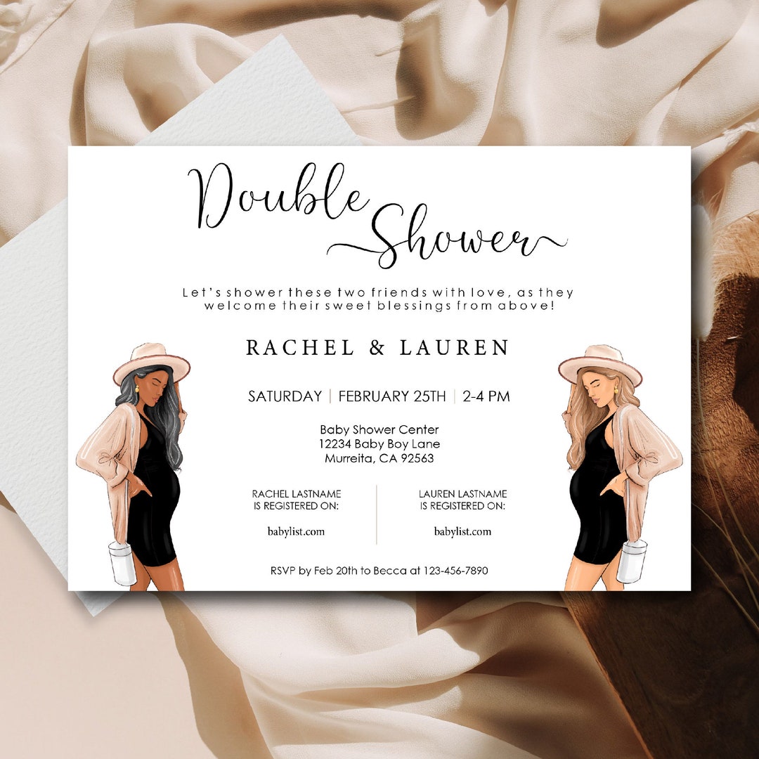 Double Baby Shower Invite, Modern, Personalized, Custom Made, Duo Baby ...