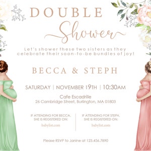 Double Baby Shower Invite, Personalized, Custom Made, Duo Baby Sprinkle ...