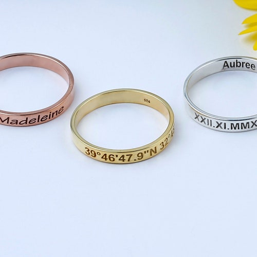 Custom Name Ring Personalized Stacking Ring Skinny - Etsy
