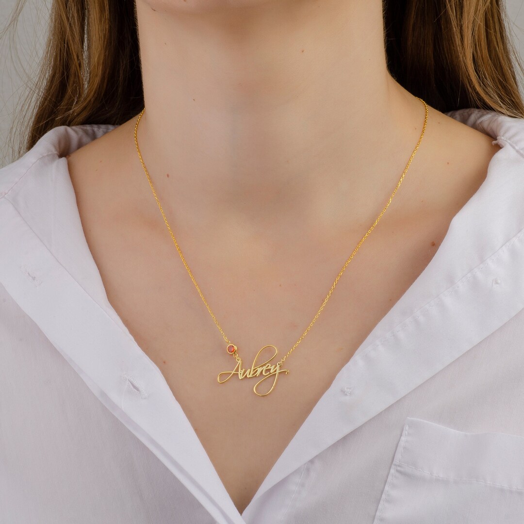 Birthstone Name Necklace – Custom Name Necklace With Birthstone ...
