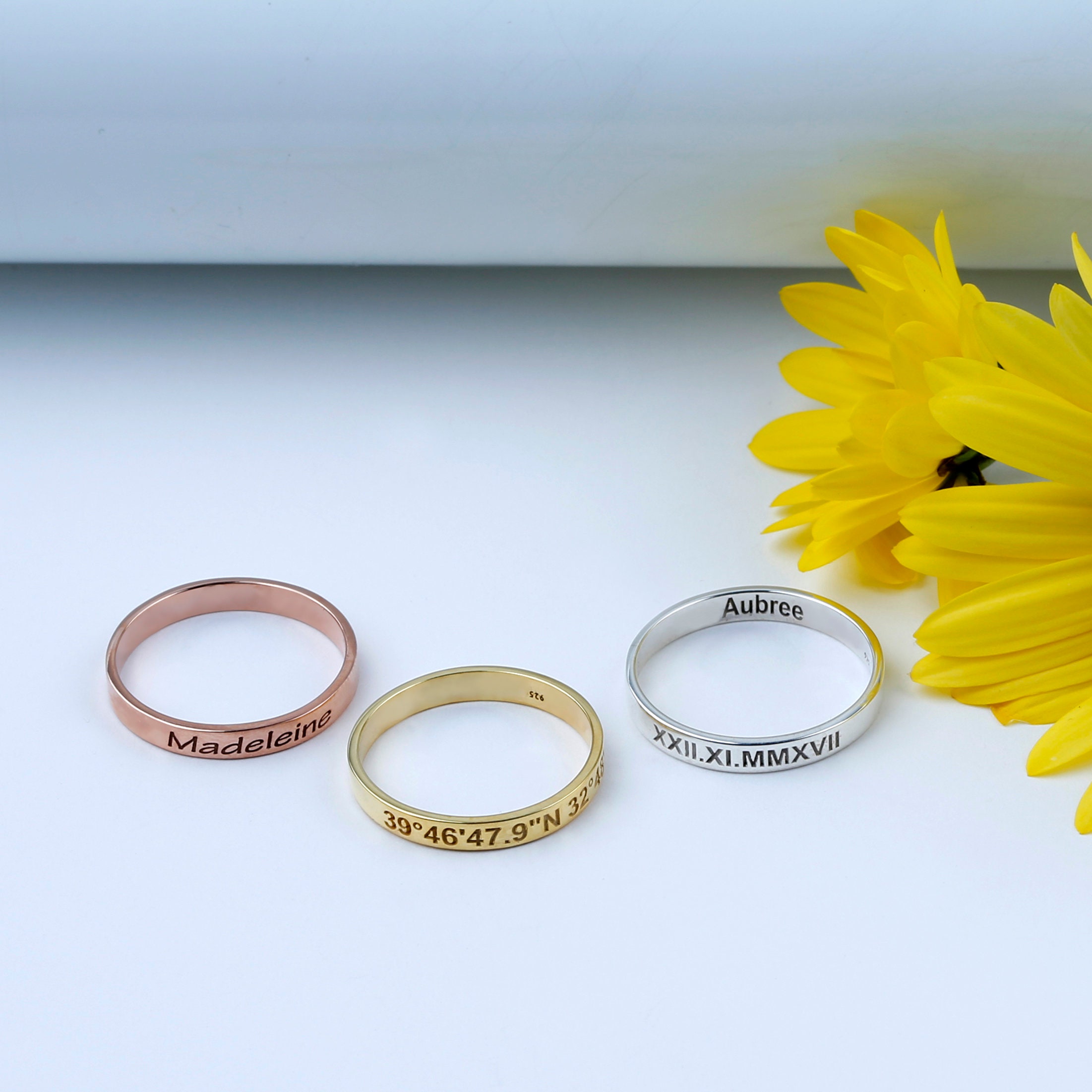 Name Ring in Sterling Silver Custom Stacking Rings in Gold | Etsy