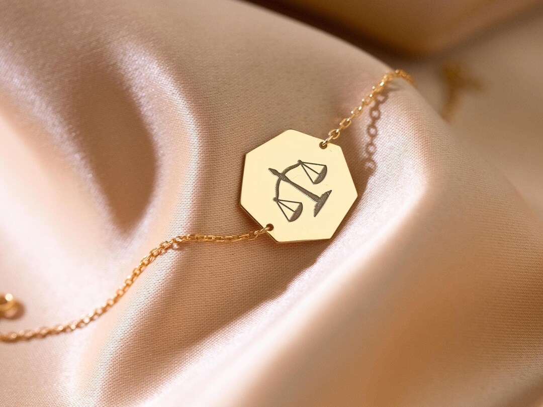 14K Solid Gold Scales of Justice Bracelet, Lawyer Graduation Gift ...