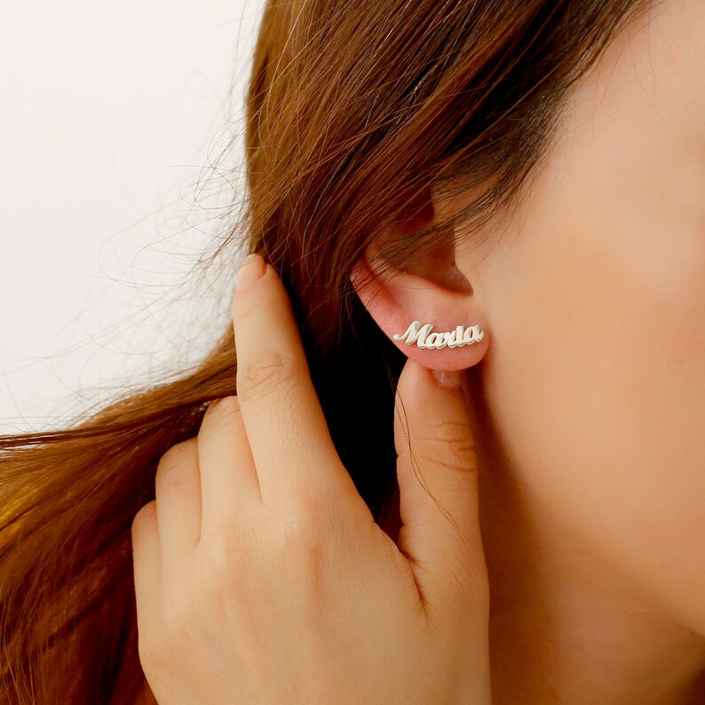 Custom Name Earrings Personalized Gift for Her Minimalist - Etsy