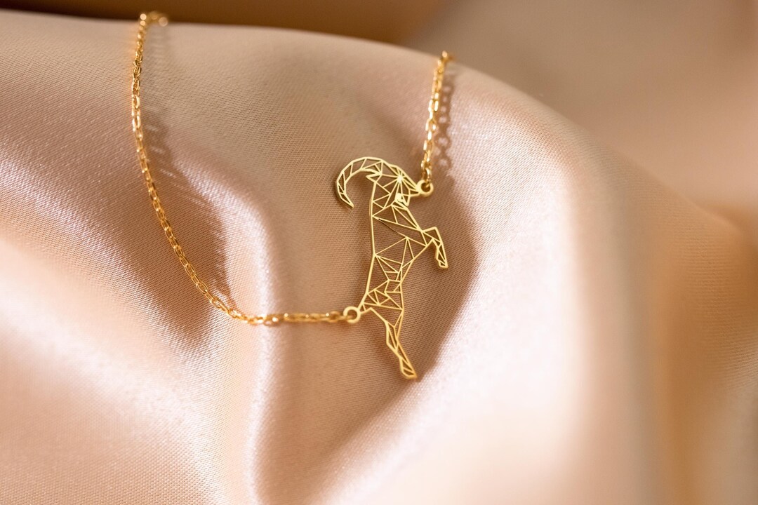 14K Solid Gold Origami Goat Bracelet, Animal Jewelry, Capricorn ...