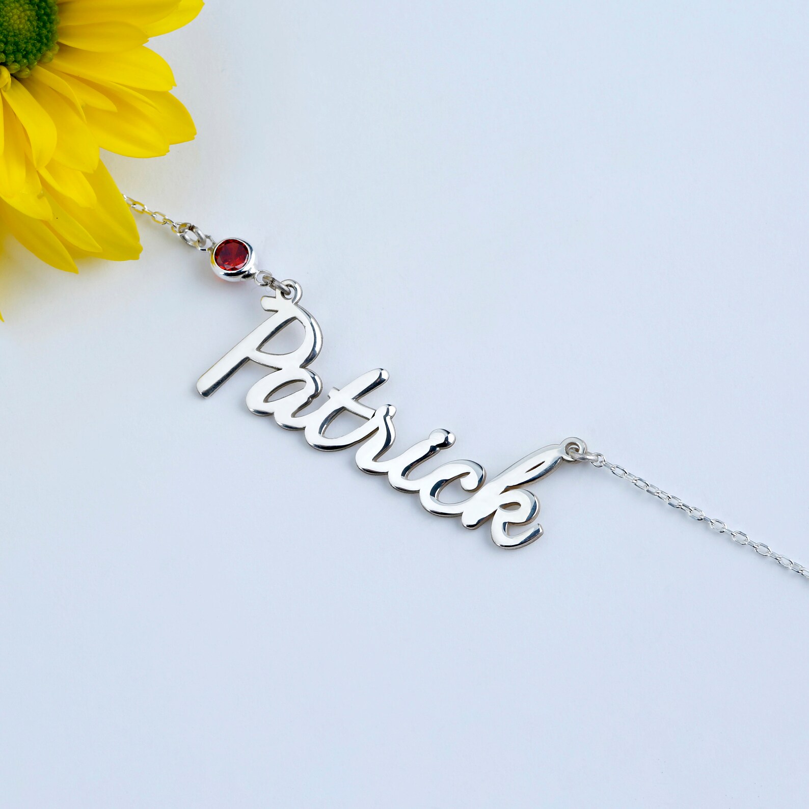 Birthstone Name Necklace Custom Name Necklace with | Etsy