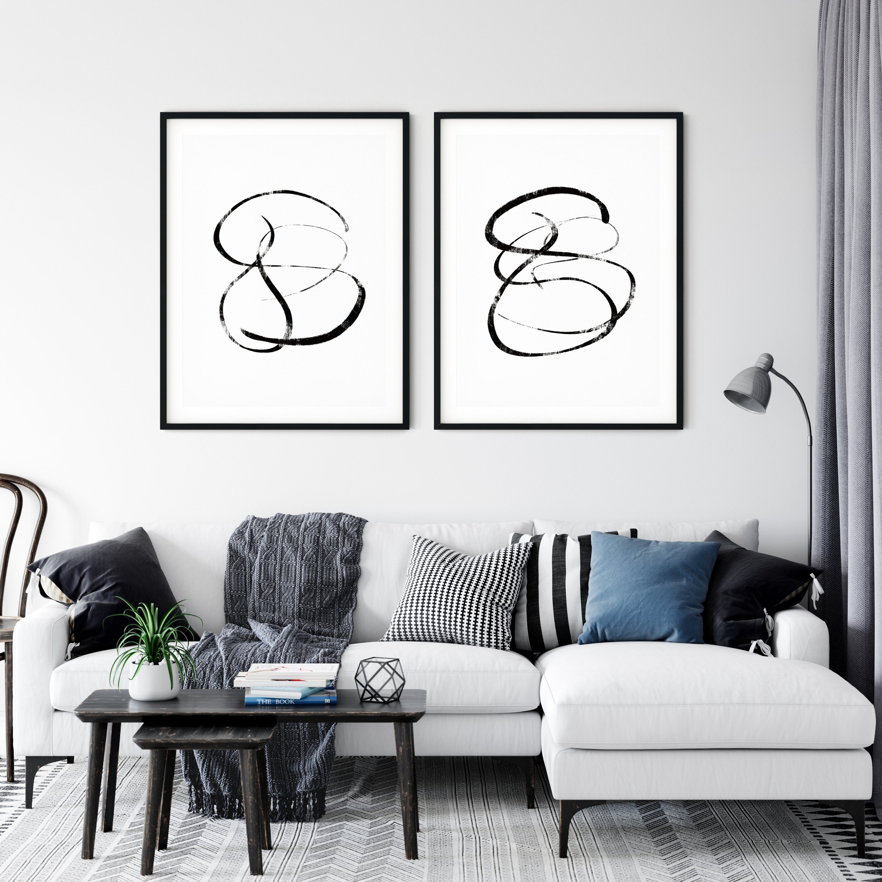 Modern Line Drawing with Abstract Black Lines Simple Artwork | Etsy