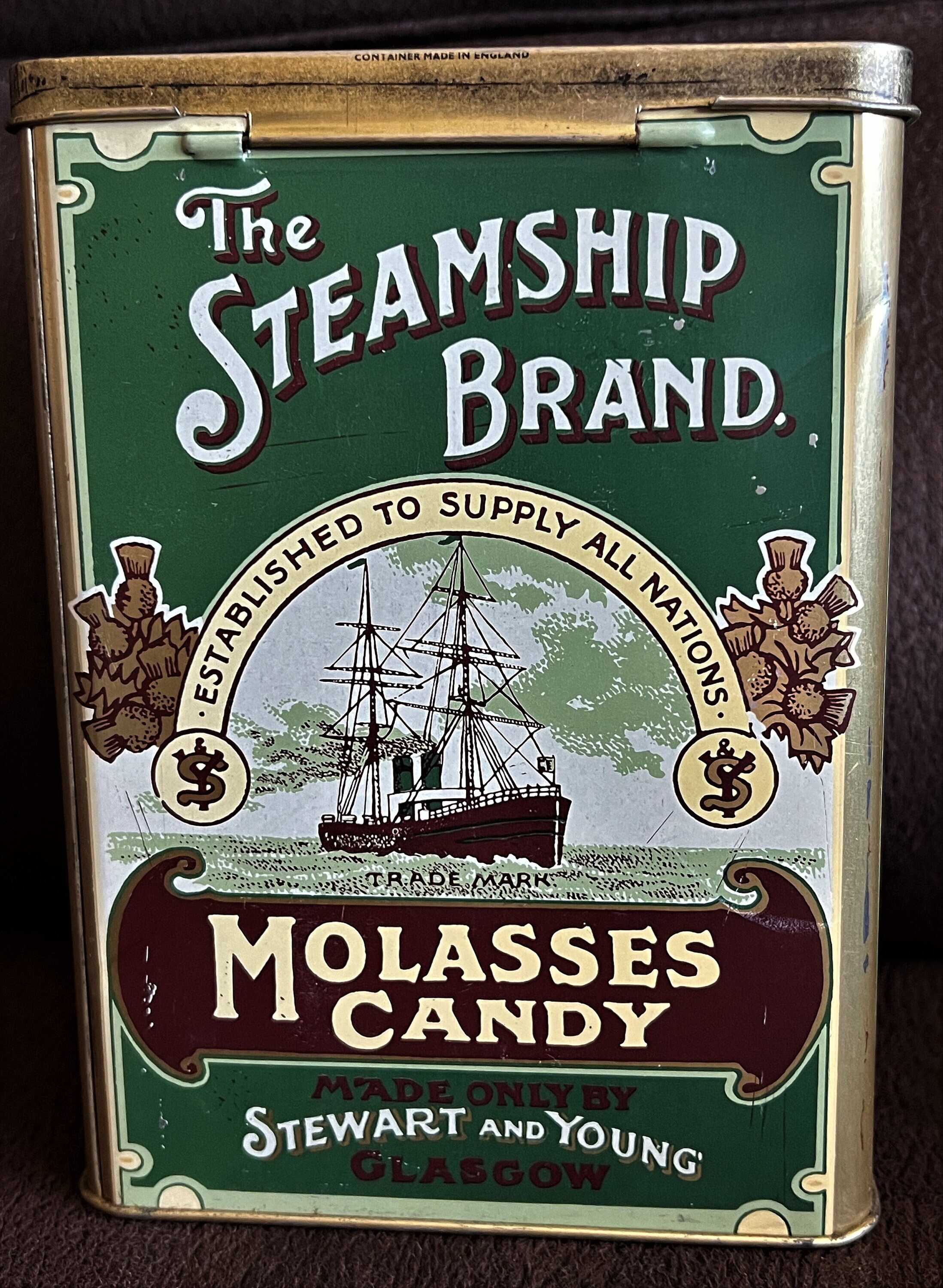 Vintage Steamship Brand Molasses Candy Tin Kitchen Display Reproduction ...