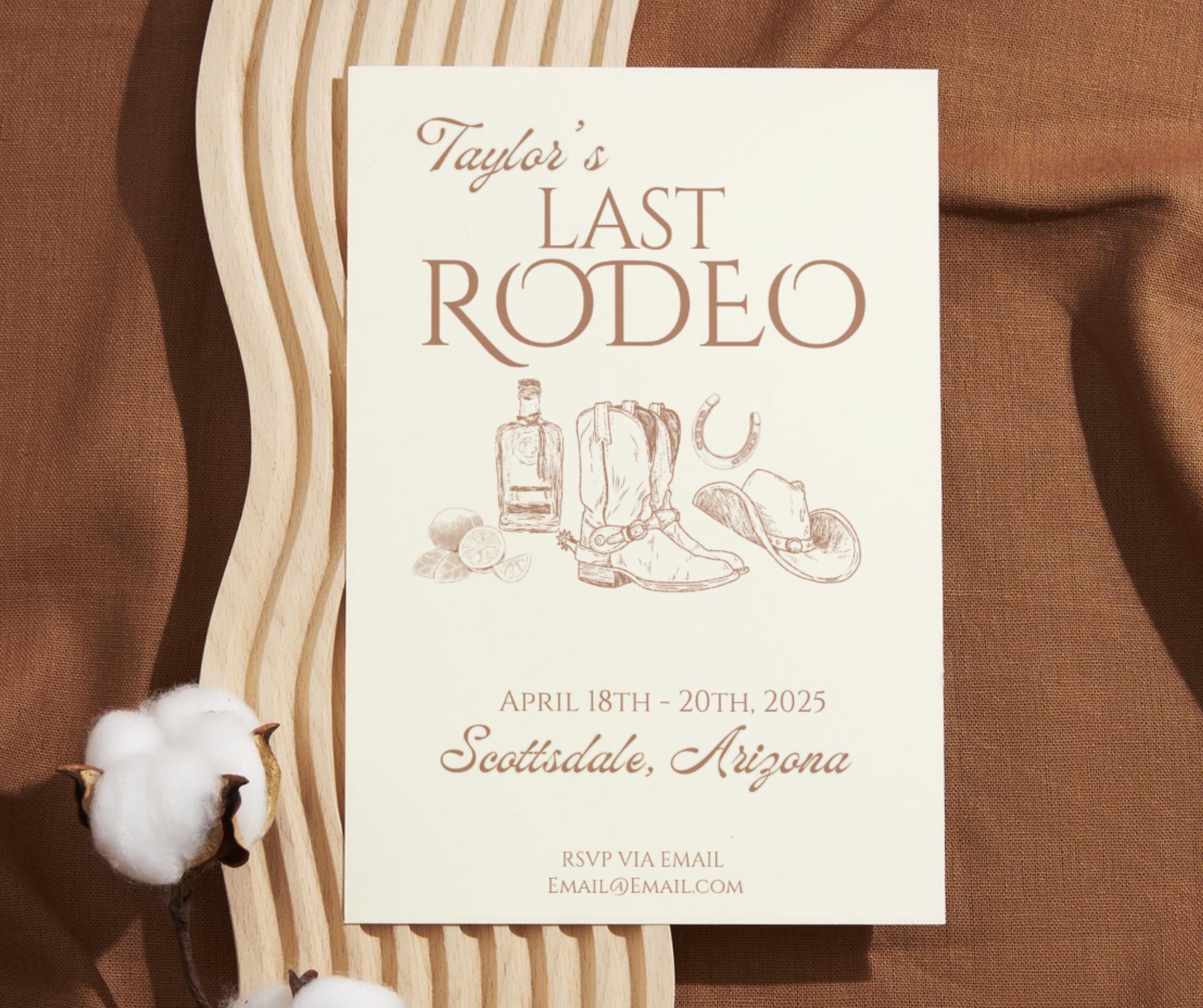 Last Rodeo Bachelorette Invitation Template | Digital Download Canva ...