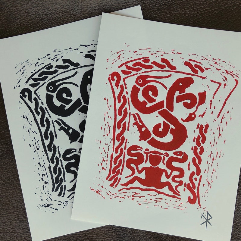 Block Print Art Snake - Etsy