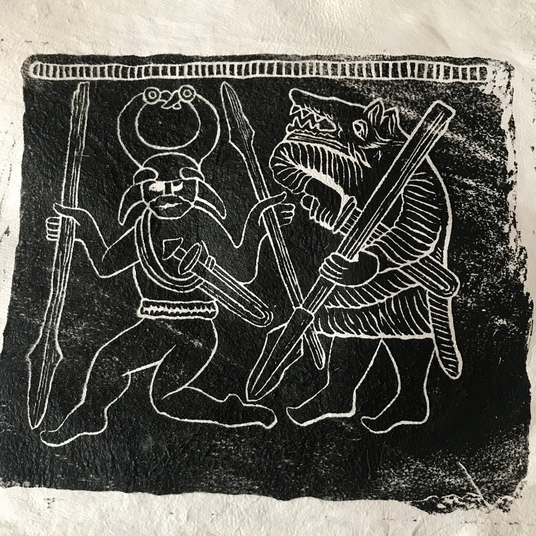 Odin Torslunda Ritual Altar Cloth, Block Printed Rabbit Hide. - Etsy