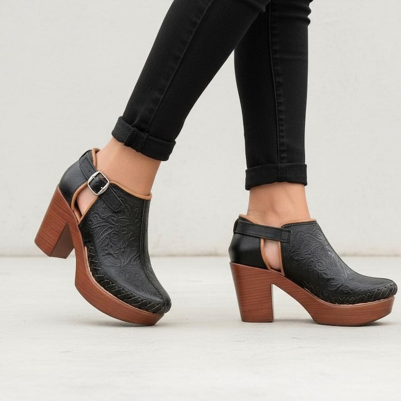 Black Short Heels Boots - Etsy