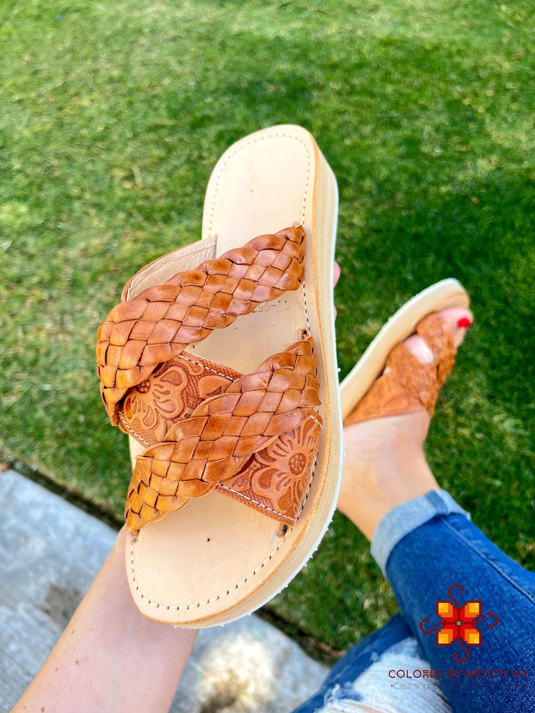 Huarache Sandals Mexican Sandals Women Braided Shoes Leather Mexican