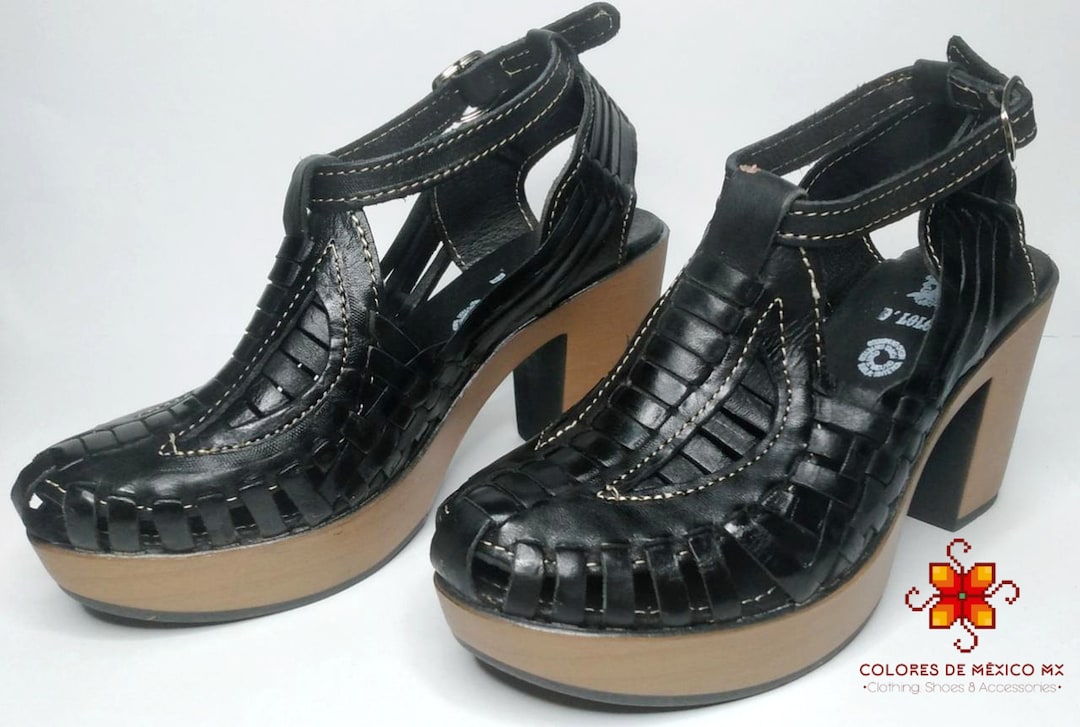 Huarache Sandals, Leather Sandals Platform Heel, Mexican Huarache Boho ...
