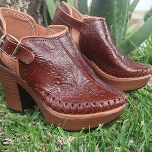 Leather Boots Platform Heel Mexican Ankle Boots Womens - Etsy