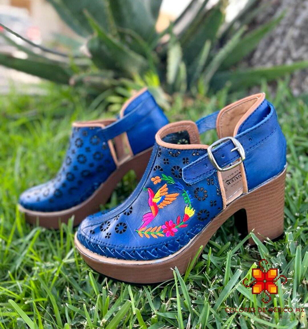 Mexican Leather Boots Platform Heel, Mexican Boots Embroidered ...