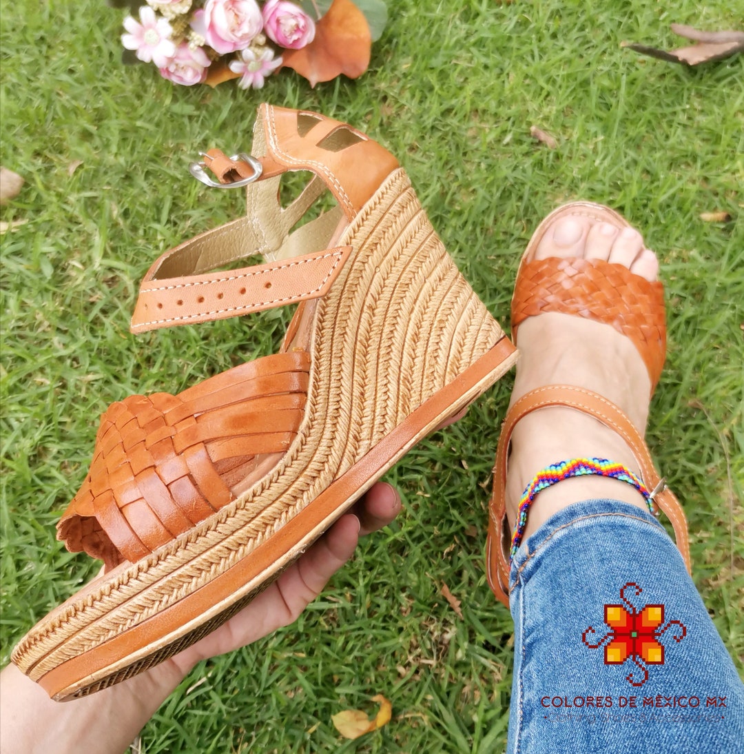 Huarache Sandals, Leather Platform Sandals, Mexican Boho Shoes, Shoes ...