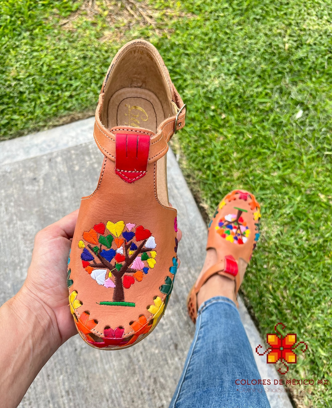 Mexican Sandals Tree of Life, Leather Mexican Sandals, Mexican Shoes ...