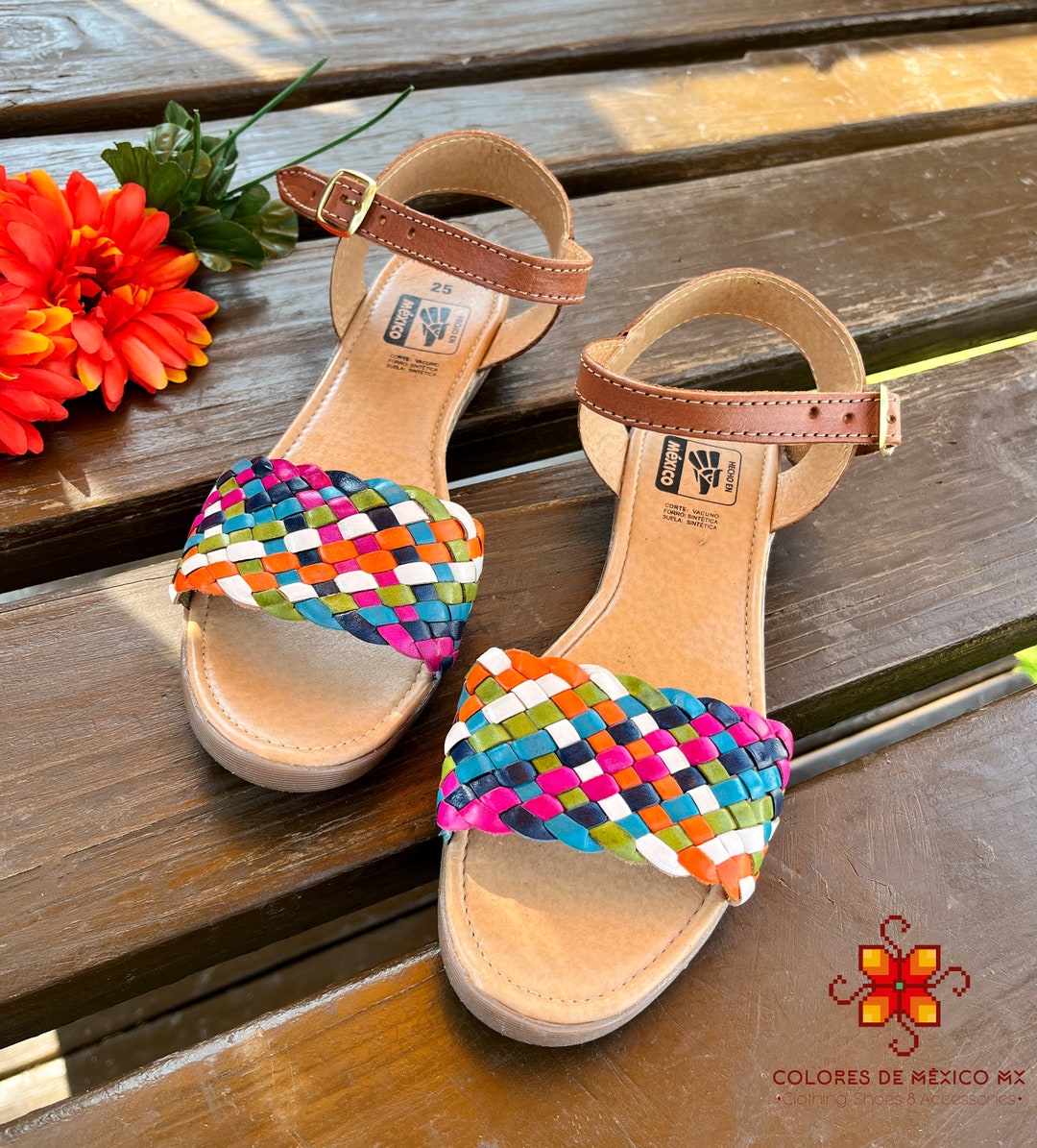 Huarache Sandal, Leather Sandals - Colorful Sandal - Mexican Shoes ...