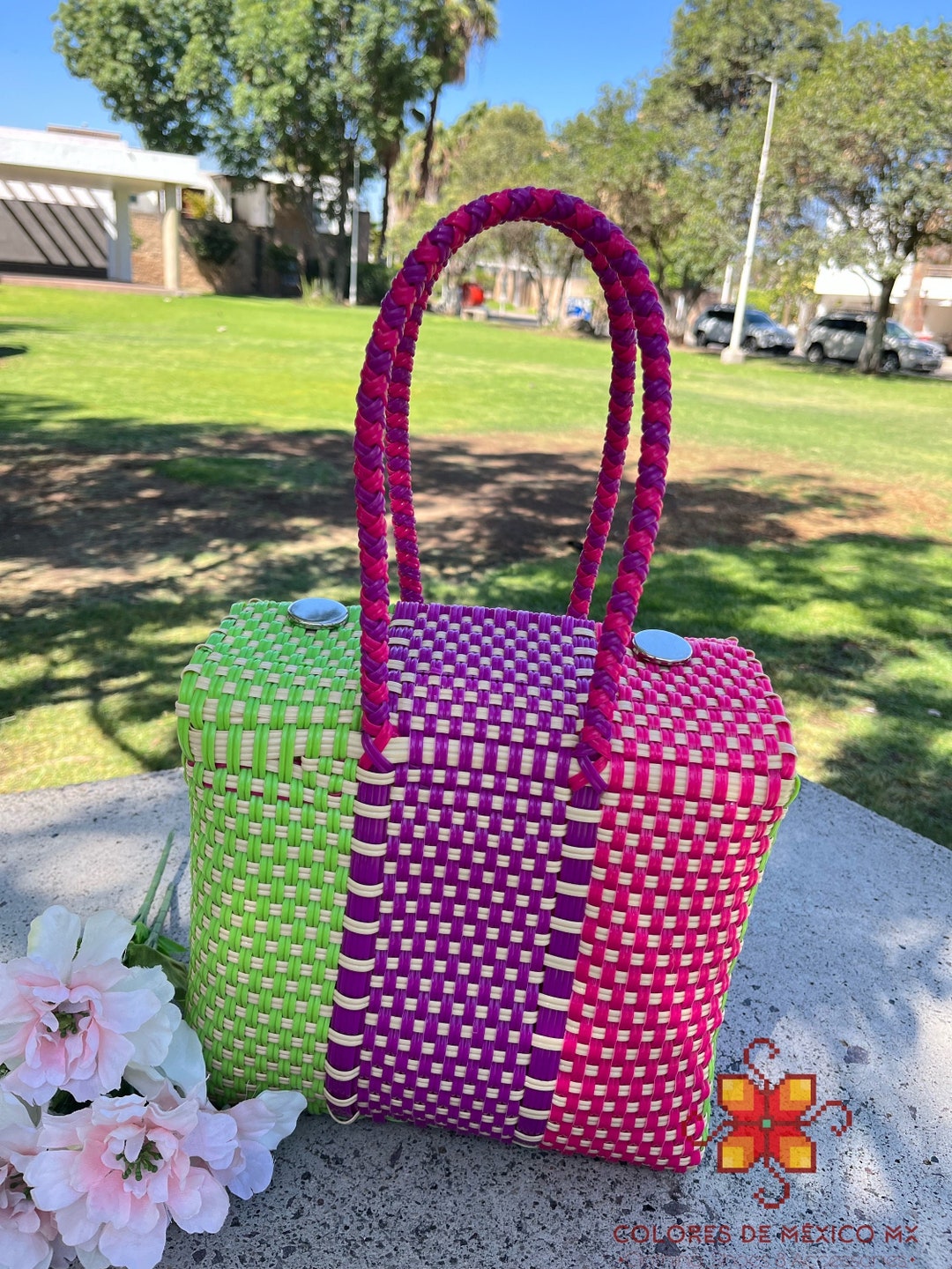 Handmade Plastic Bag Small - Handycraft Bag - Mexican Lunch Bag for ...