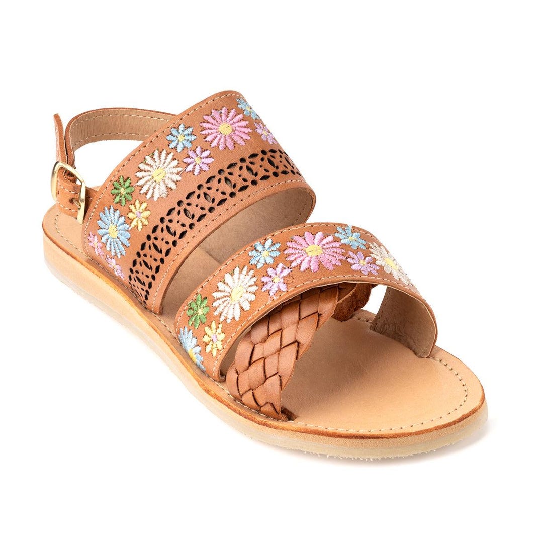 Mexican Huarache Sandals for Women, Flower Embroidered Sandals, Leather ...
