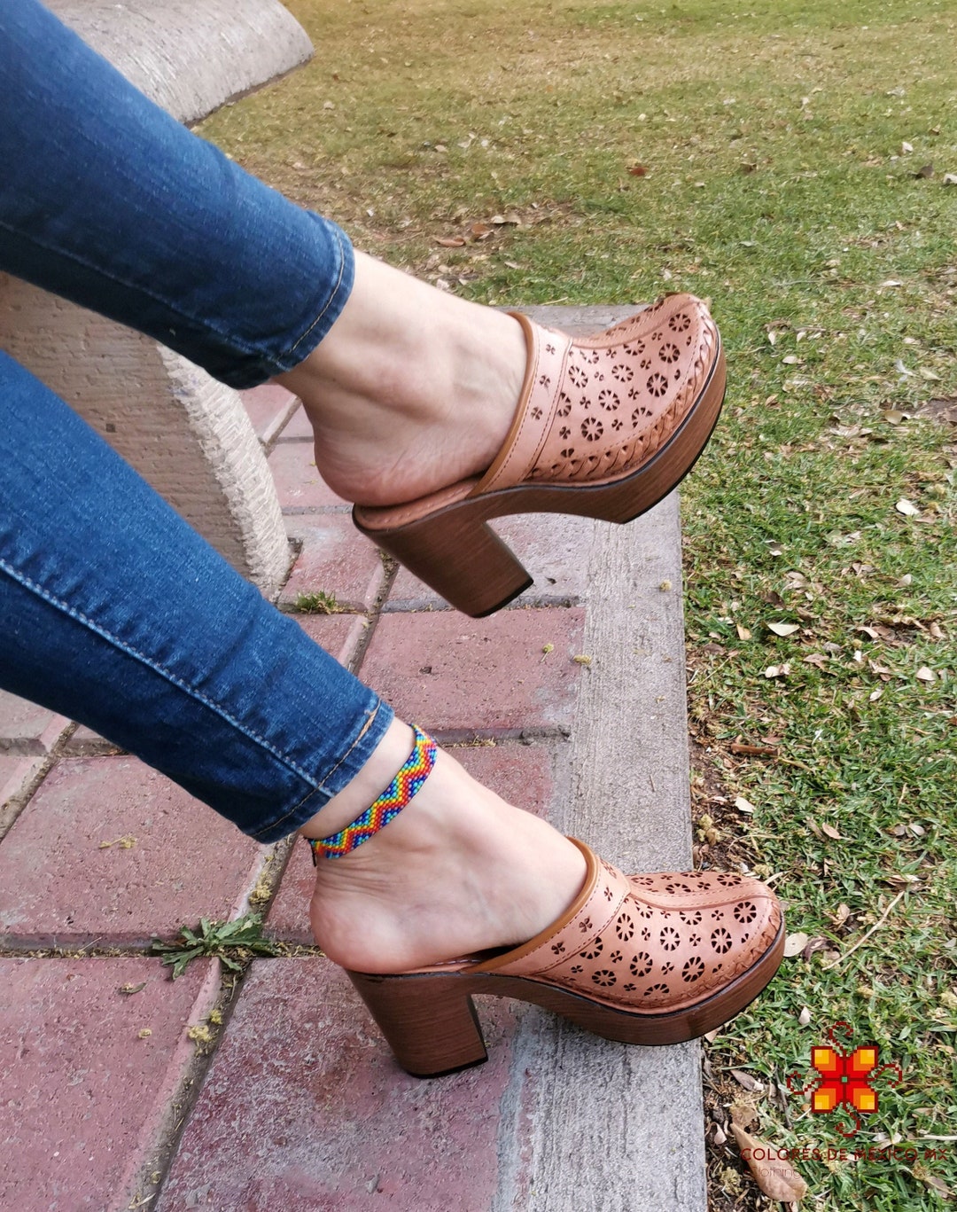 Mexican Clogs Platform Heel - Huarache Sandals, Mexican Shoes - Womens ...