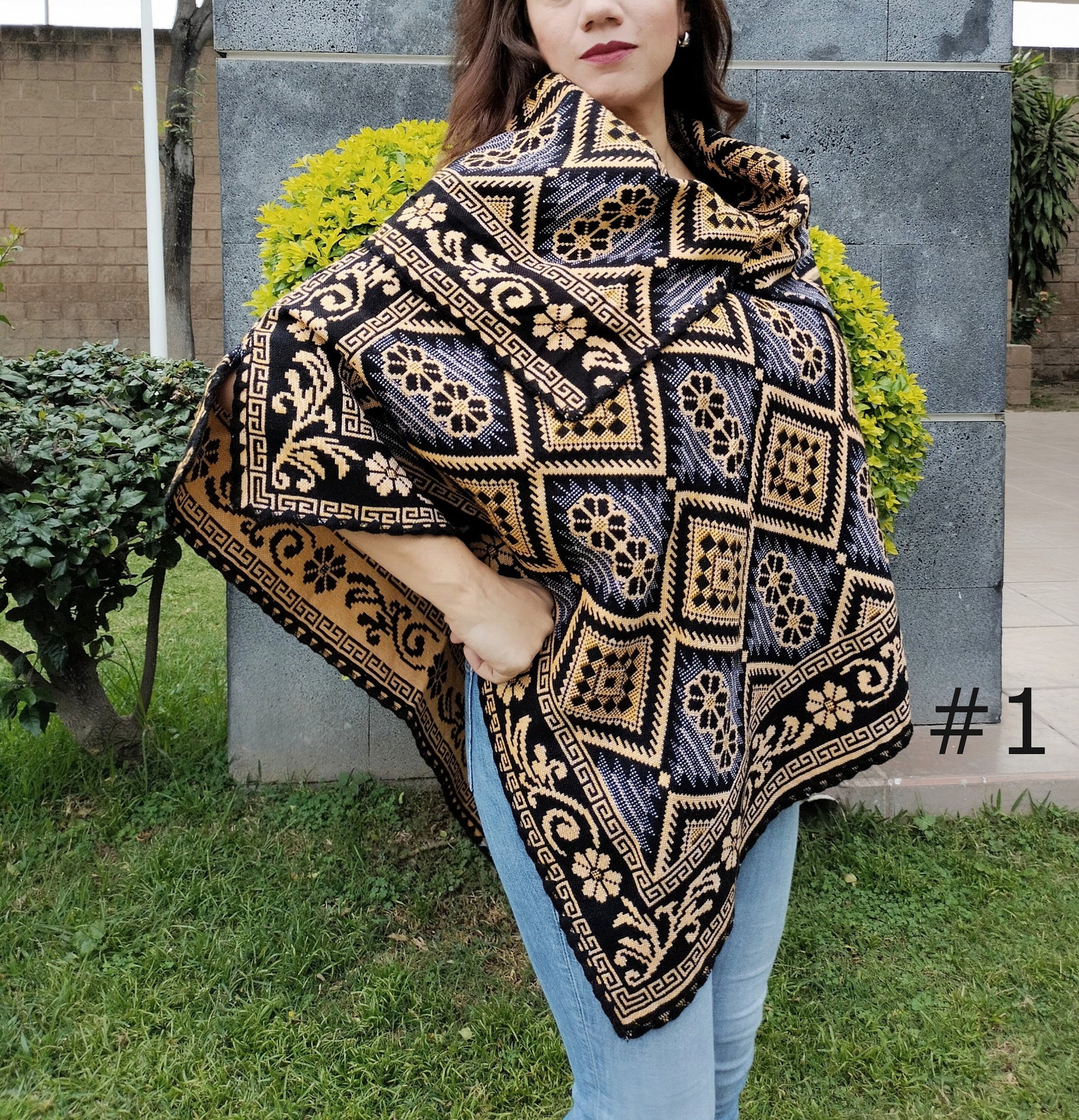 Mexican Poncho High Neck Cape. High Neck Cape Shawl. Mexican - Etsy